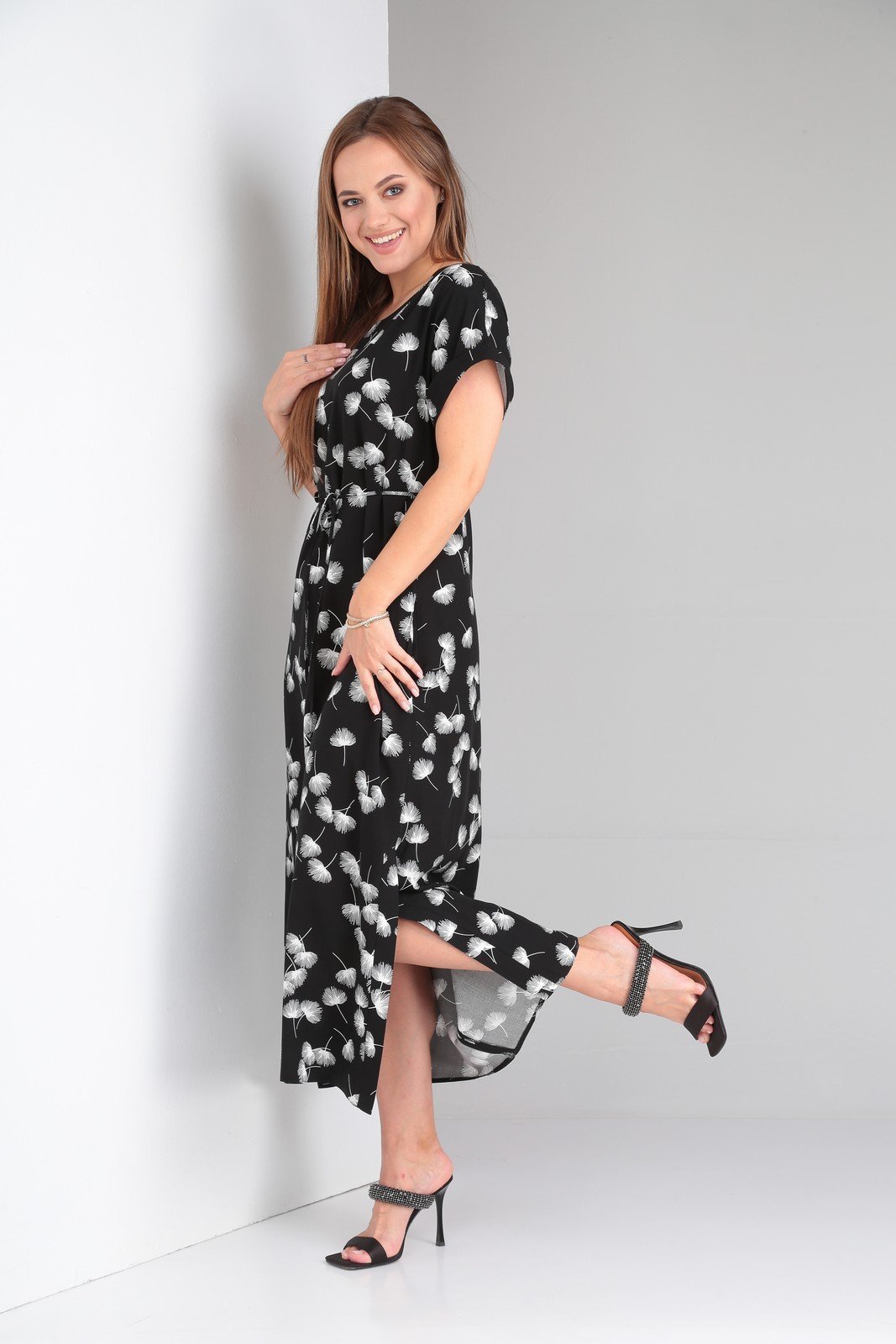 Платье 7733 черный + одуванчик Tvin купить в интернет магазине Велесмода